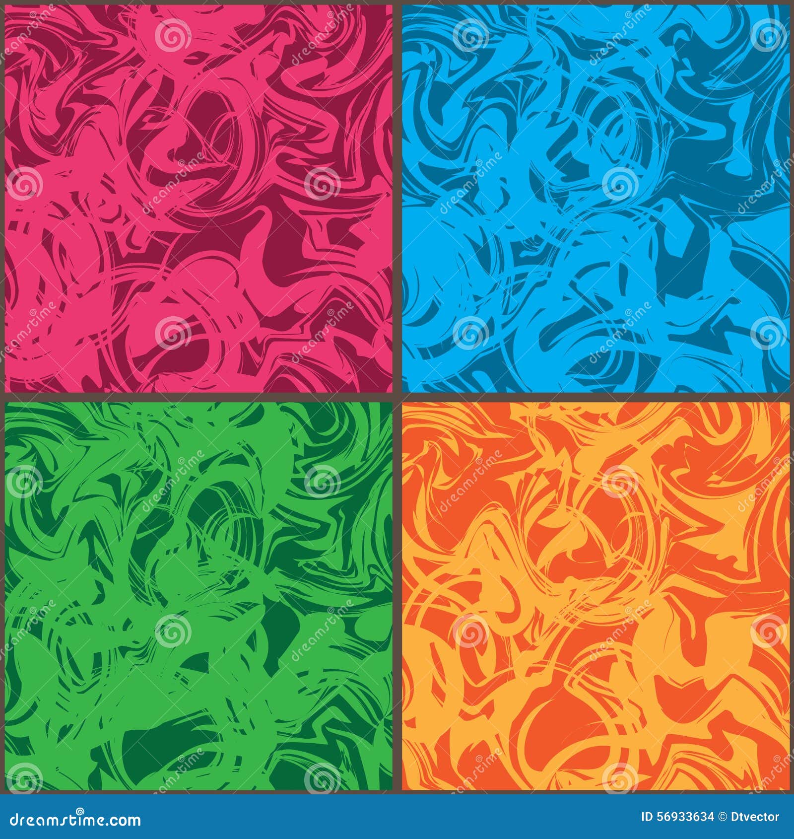 Wave Crazy Color Set Frame Seamless Pattern Stock Vector - Illustration ...