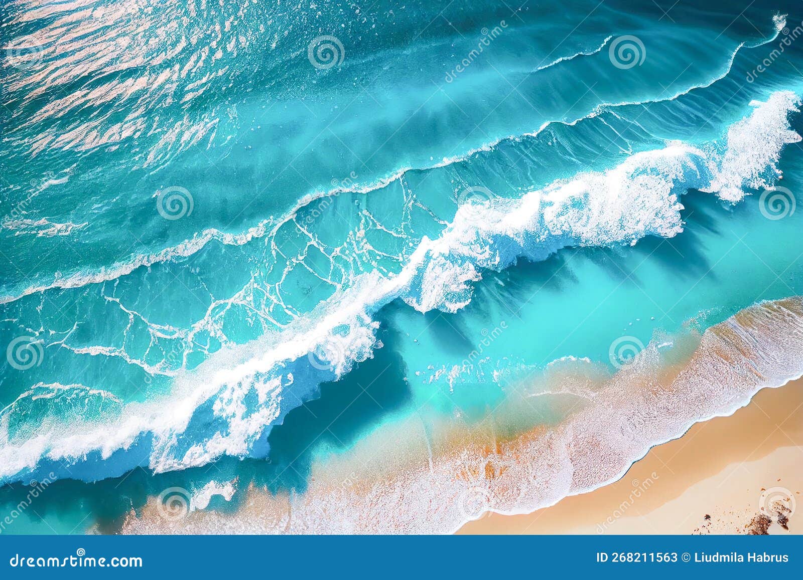 Wave Crest on the Beach Close-up. 3d Illustration Stock Image - Image ...