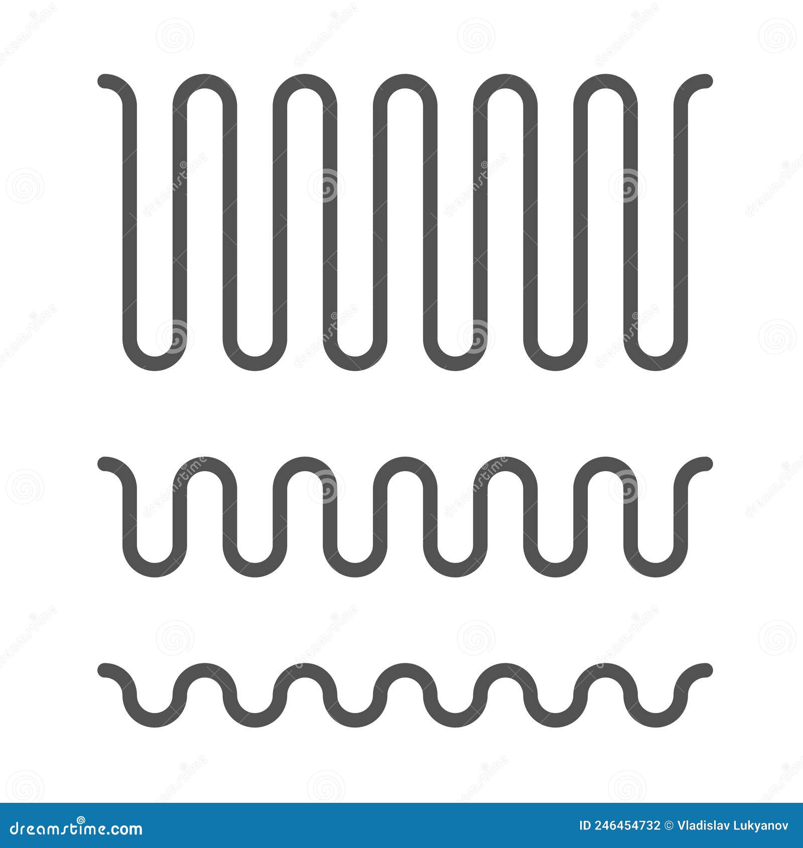 Wave Curve Line Pattern Icon Vector or Water Ripple Zigzag Graphic ...