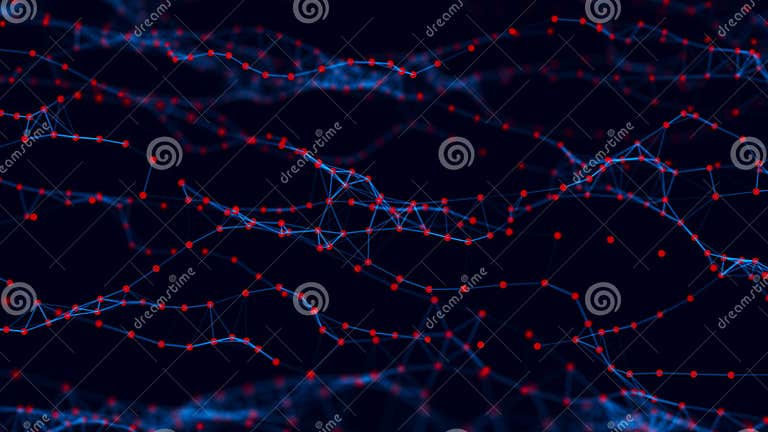 Wave 3d. Abstract 3D Big Data Visualization. Visual Information Complexity. Plexus Affect ...