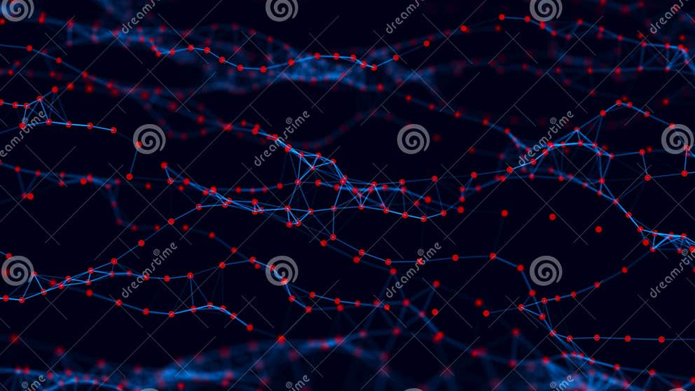 Wave 3d. Abstract 3D Big Data Visualization. Visual Information Complexity. Plexus Affect ...