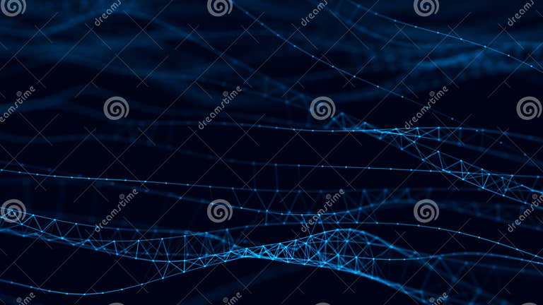 Wave 3d. Abstract 3D Big Data Visualization. Visual Information Complexity. Plexus Affect ...