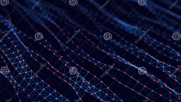 Wave 3d. Abstract 3D Big Data Visualization. Visual Information Complexity. Plexus Affect ...