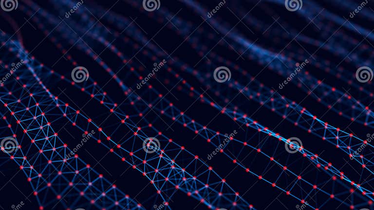 Wave 3d. Abstract 3D Big Data Visualization. Visual Information Complexity. Plexus Affect ...