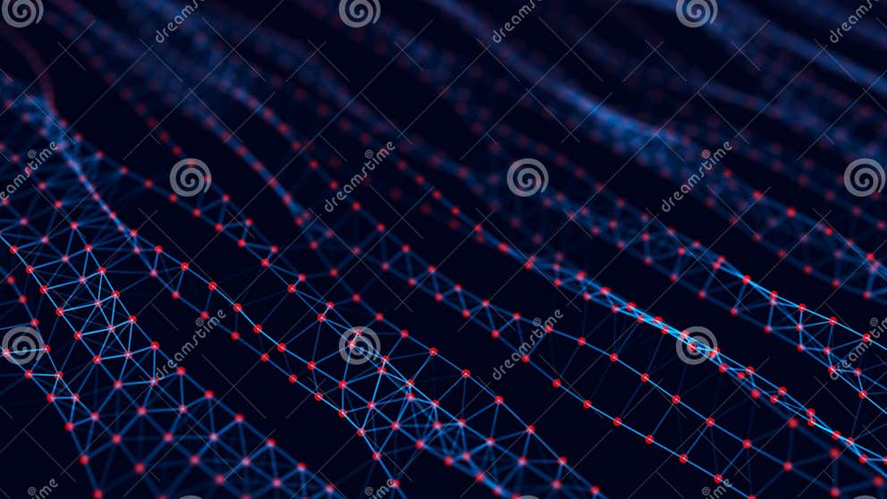 Wave 3d. Abstract 3D Big Data Visualization. Visual Information Complexity. Plexus Affect ...