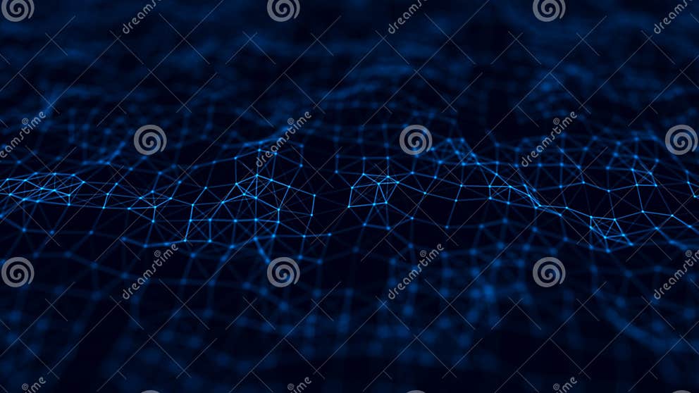 Wave 3d. Abstract 3D Big Data Visualization. Visual Information Complexity. Plexus Affect ...