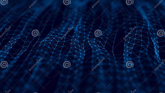 Wave 3d. Abstract 3D Big Data Visualization. Visual Information Complexity. Plexus Affect ...