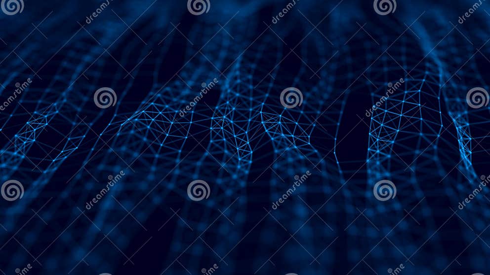 Wave 3d. Abstract 3D Big Data Visualization. Visual Information Complexity. Plexus Affect ...