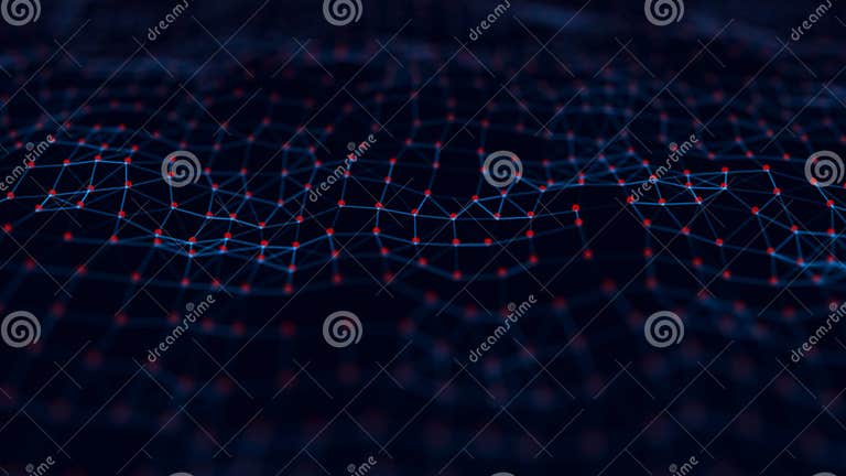 Wave 3d. Abstract 3D Big Data Visualization. Visual Information Complexity. Plexus Affect ...