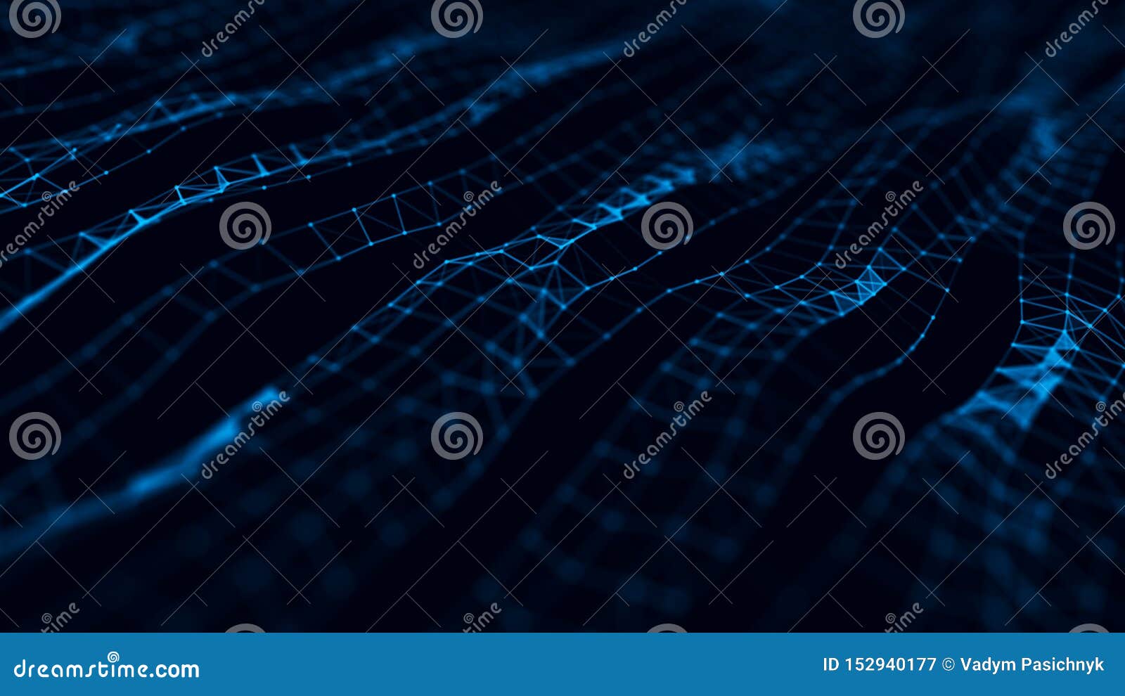 Wave 3d. Abstract 3D Big Data Visualization. Visual Information Complexity. Plexus Affect ...