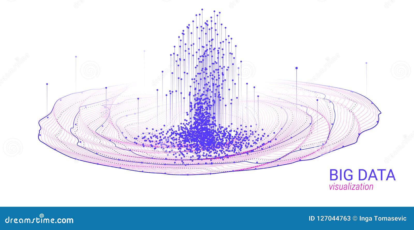 Wave 3D Big Data Visualization. Analysis Infographic. Stock Vector ...