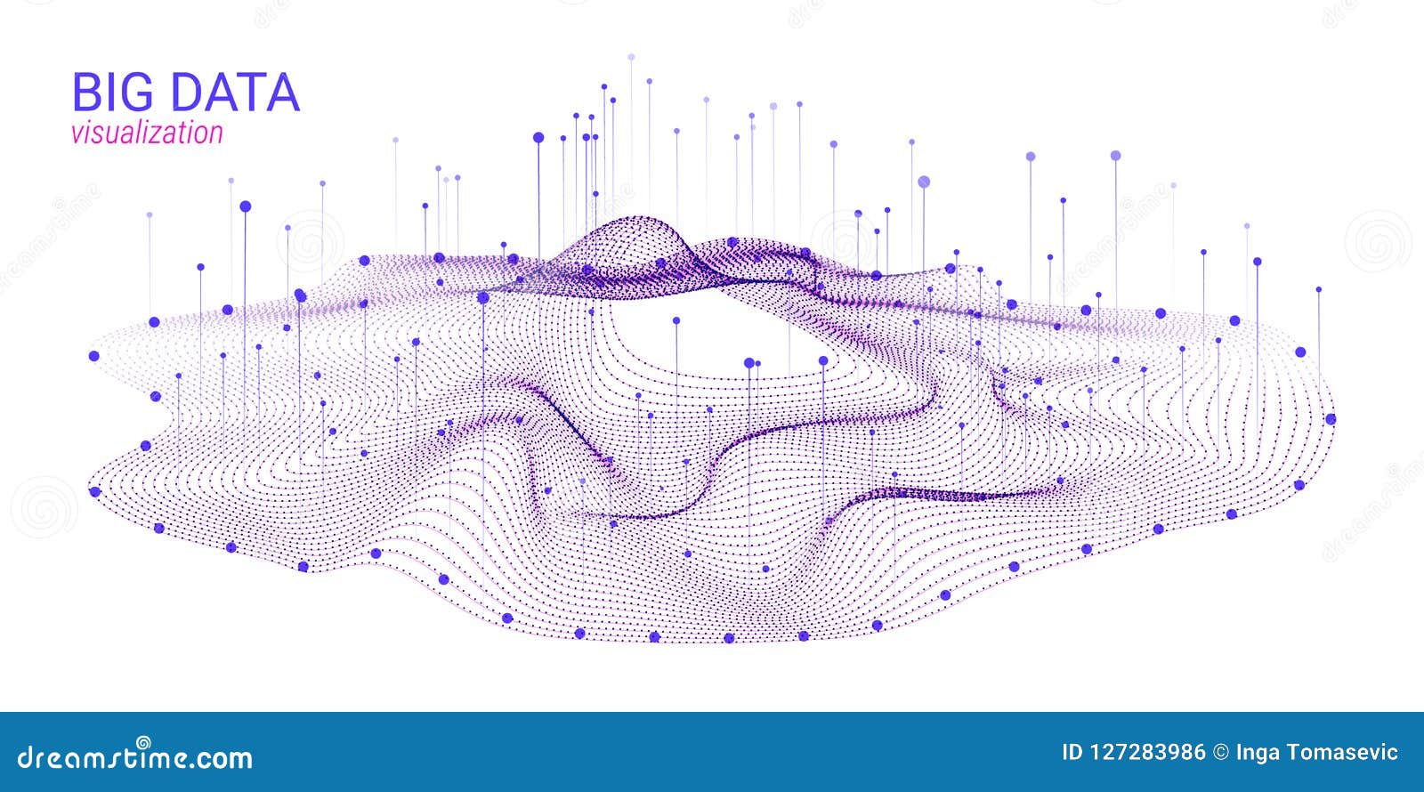 Wave 3D Big Data Visualization. Analysis Infographic. Stock Vector ...