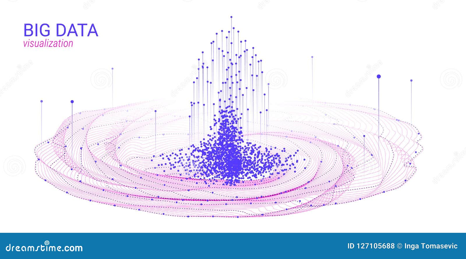 Wave 3D Big Data Visualization. Analysis Infographic. Stock Vector ...