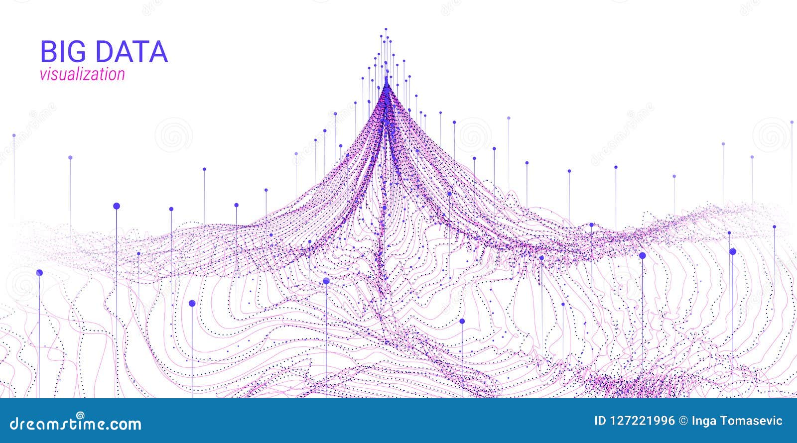 Wave 3D Big Data Visualization. Analysis Infographic. Stock Vector ...