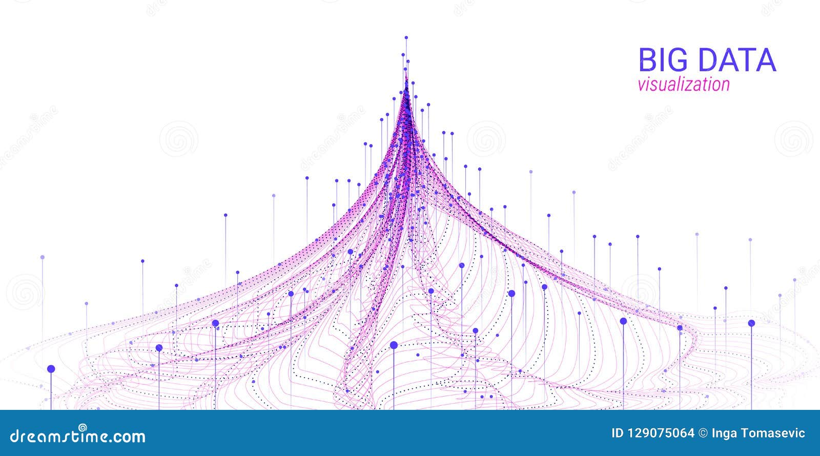 Wave 3D Big Data Visualization. Analysis Infographic. Stock Vector ...