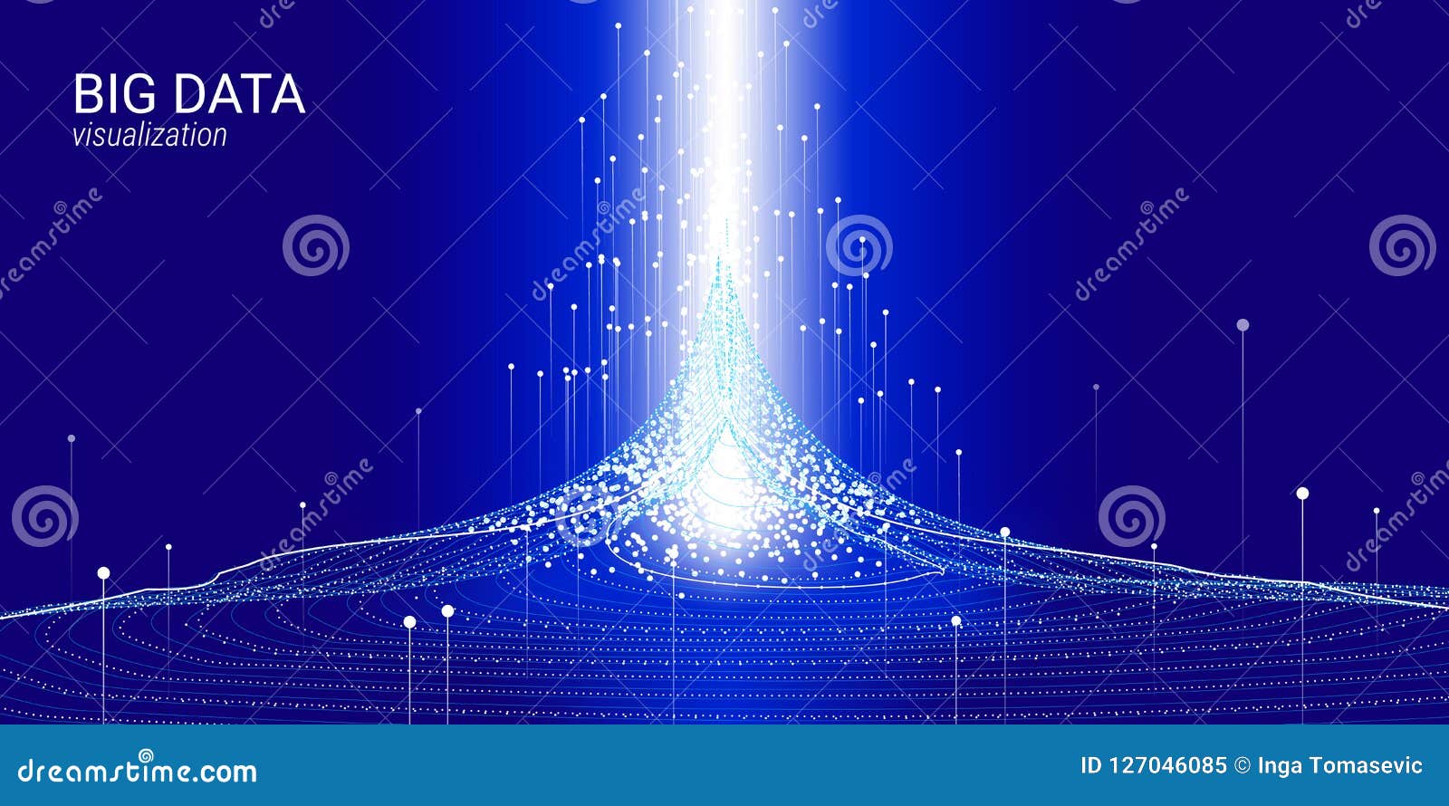 Wave 3D Big Data Visualization. Analysis Infographic. Stock Vector ...