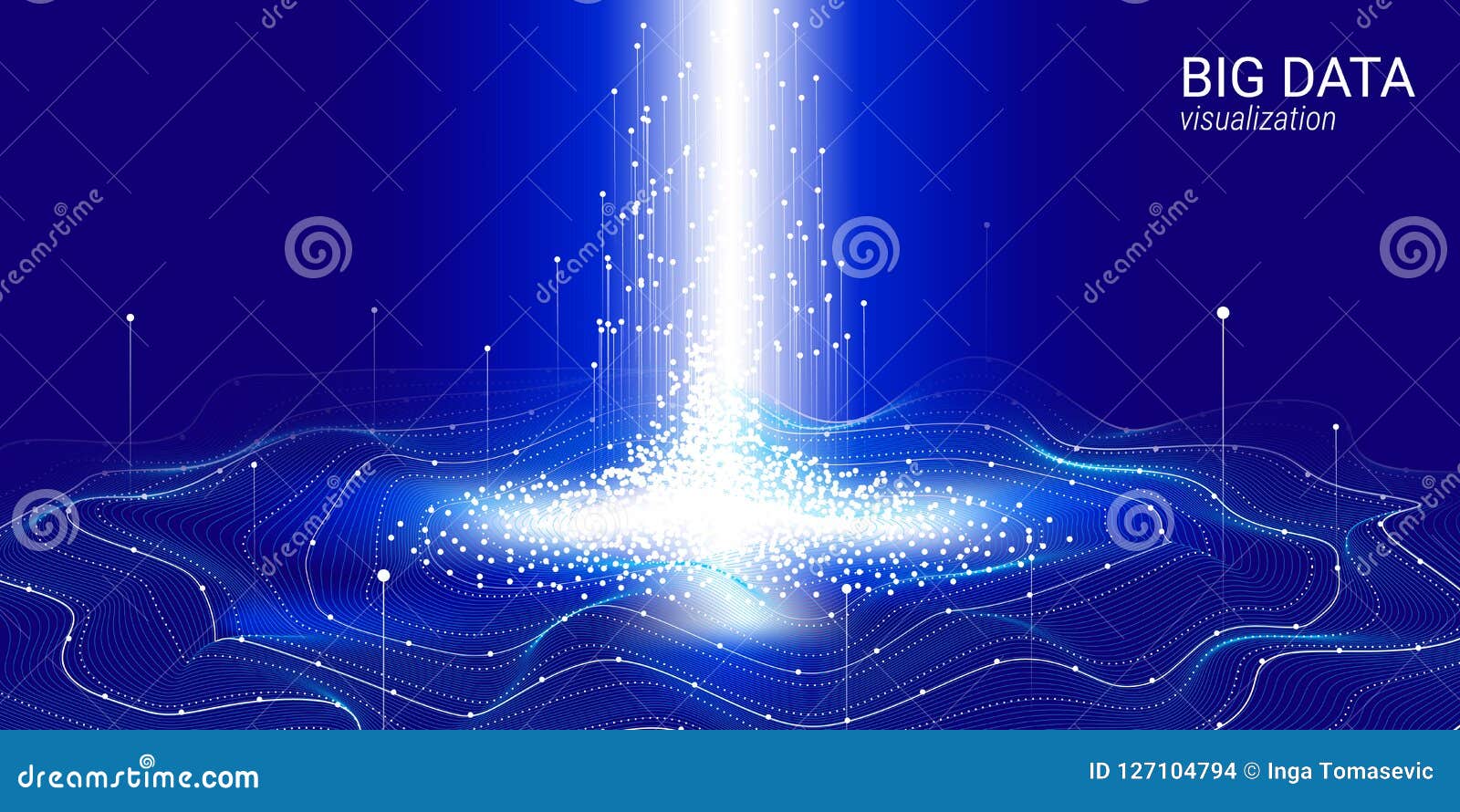 Wave 3D Big Data Visualization. Analysis Infographic. Stock Vector ...