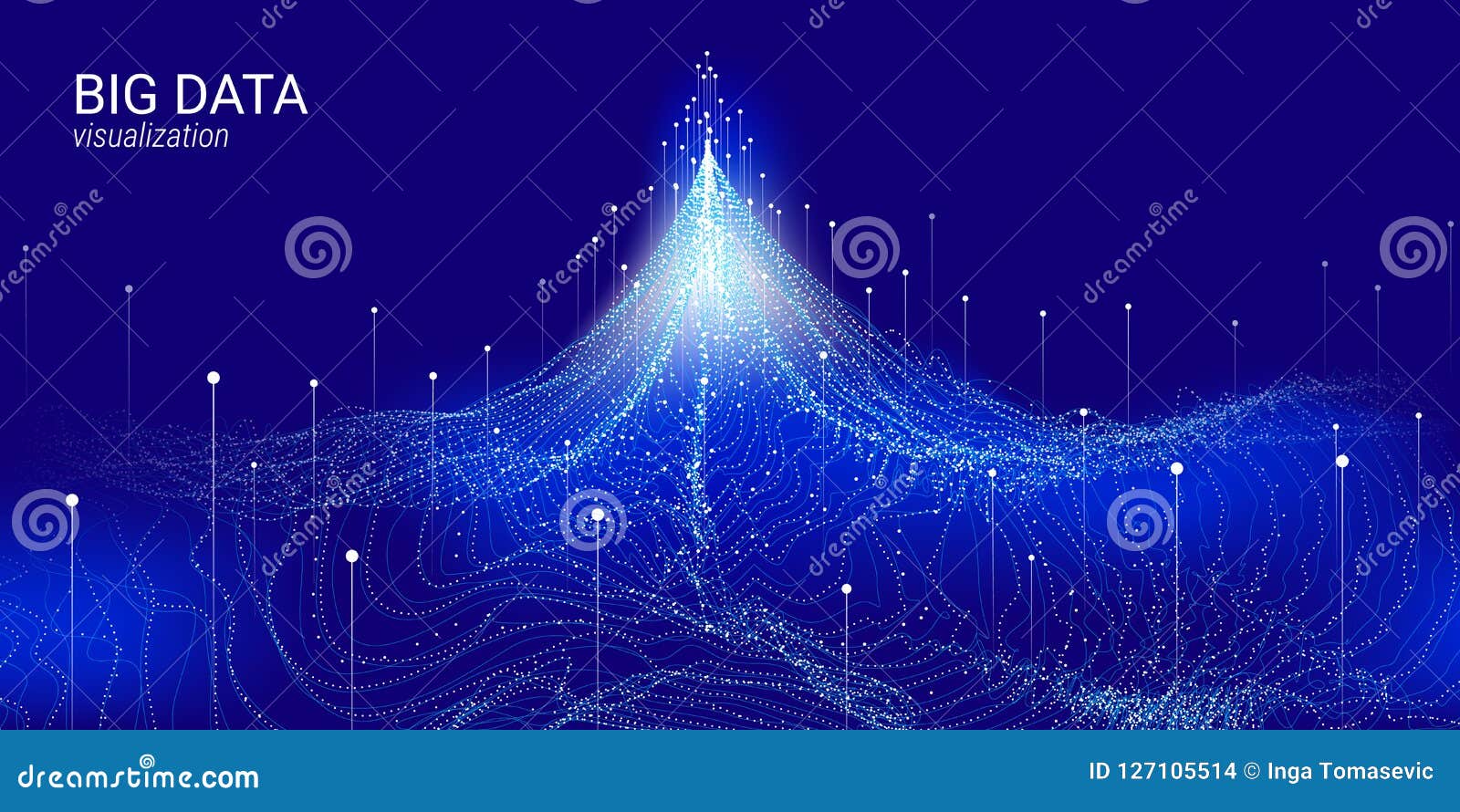 Wave 3D Big Data Visualization. Analysis Infographic. Stock Vector ...