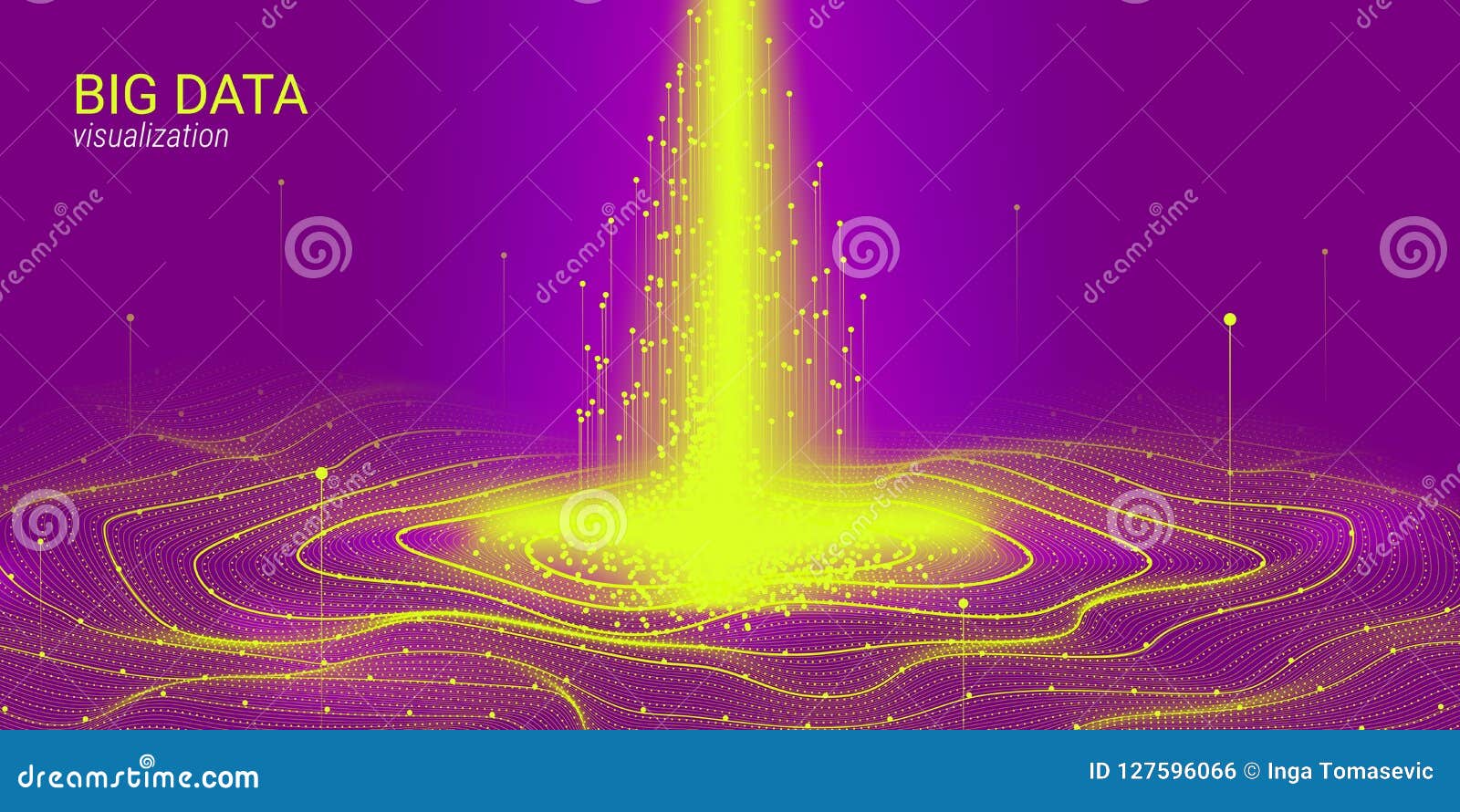 Wave 3D Big Data Visualization. Analysis Infographic. Stock Vector ...