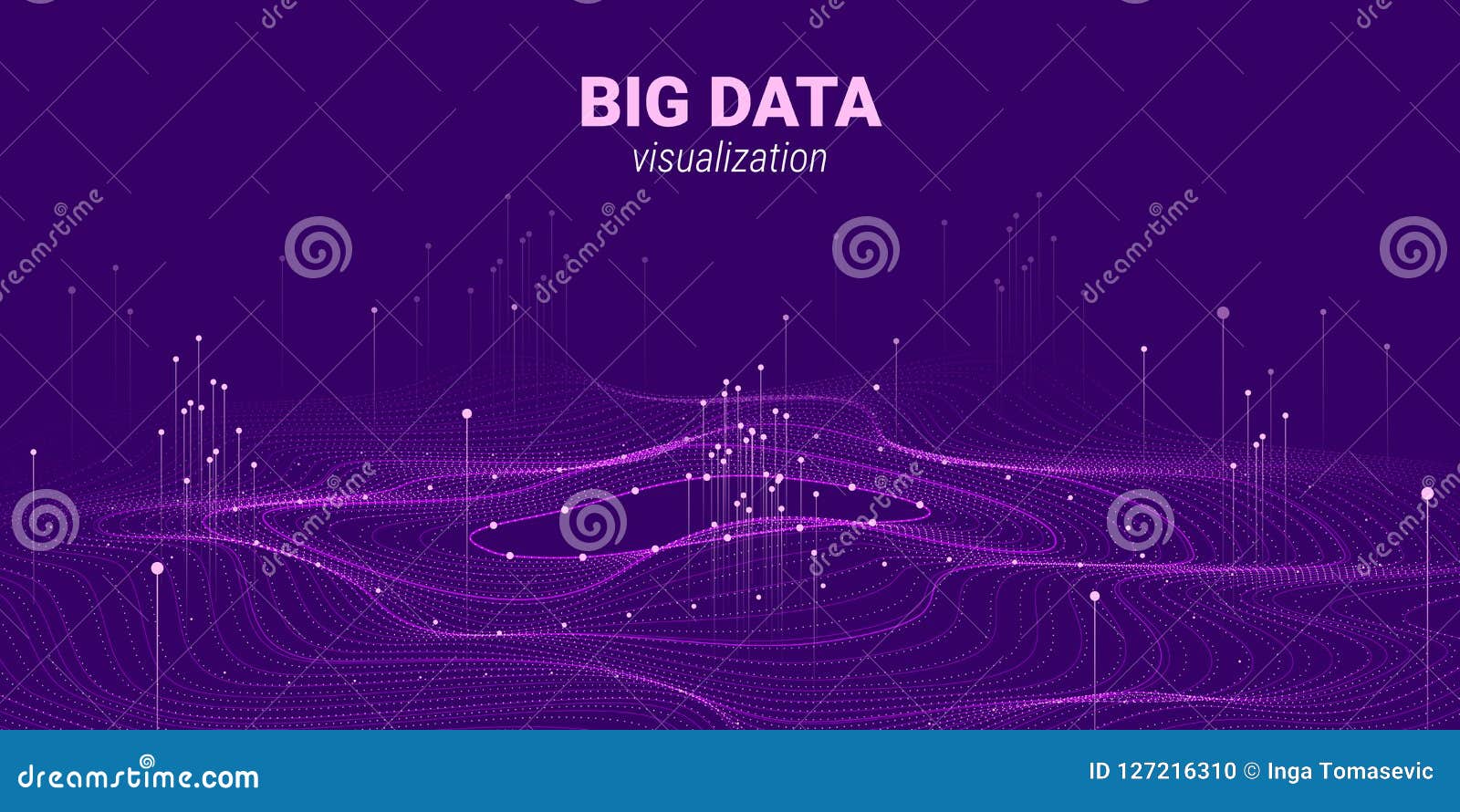 Wave 3D Big Data Visualization. Analysis Infographic. Stock Vector ...