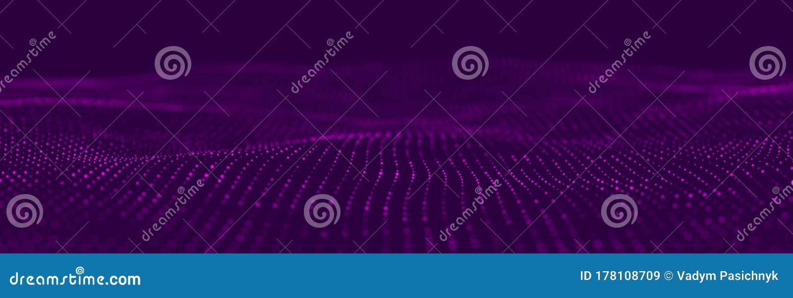 Wave 3d. Wave of Particles. Abstract Purple Geometric Background. Big ...