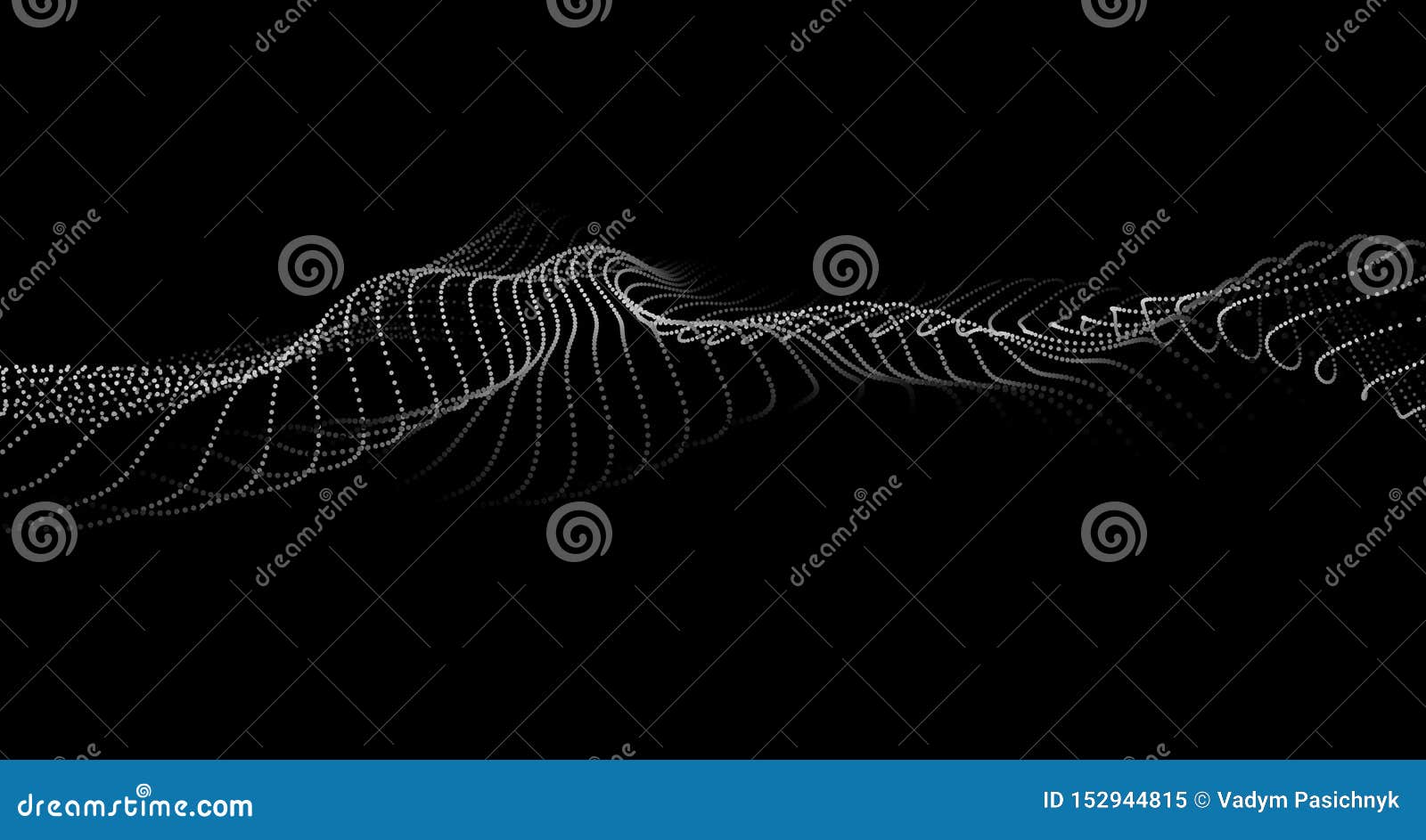 Wave 3d. Wave of Particles. Futuristic Point Wave. Design for Poster. Big Data. Vector ...