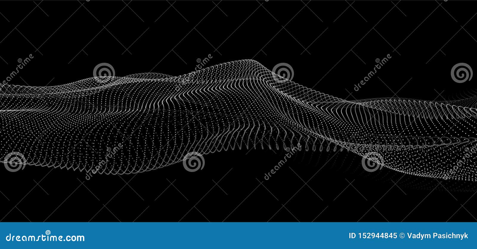 Wave 3d. Wave of Particles. Futuristic Point Wave. Design for Poster ...