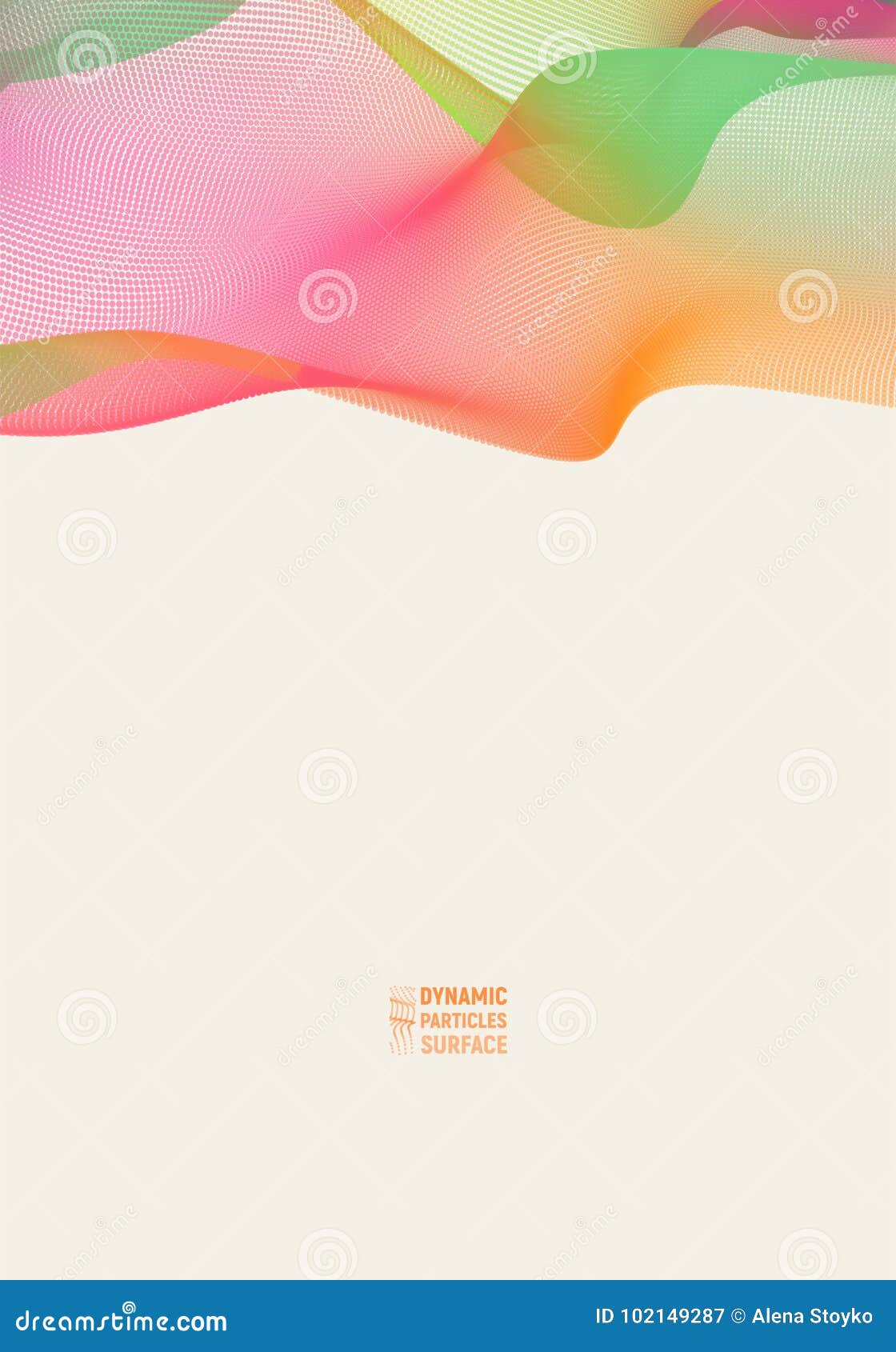 Wave 3d Surface of Particles. Abstract Vector Colorful Mesh on Light ...