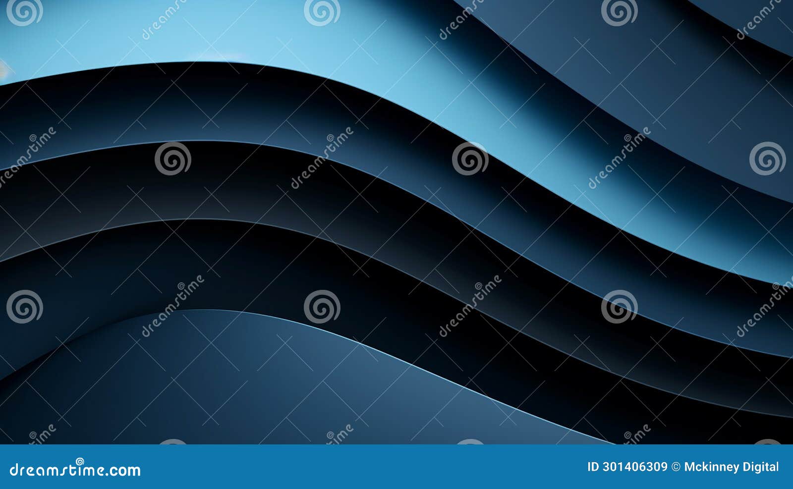 Layered Design in Wave and Line Concept in Blue Color. Stock ...