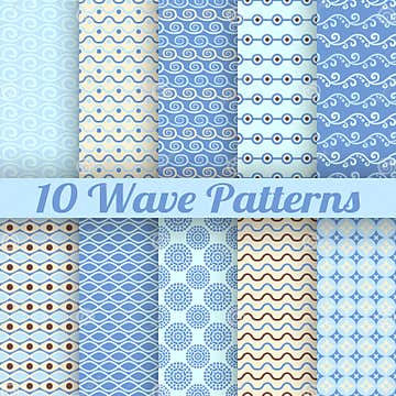 Wave Different Seamless Patterns (tiling) Stock Vector - Illustration ...