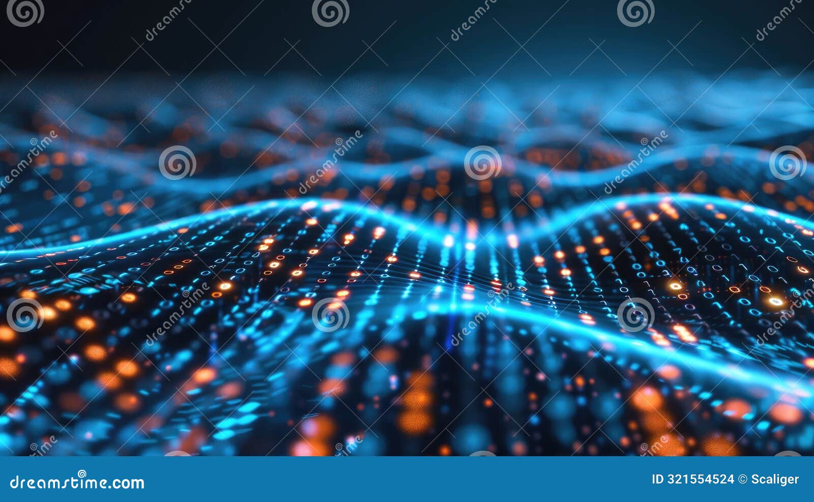 Wave of Digital Data, Cyber Information for Abstract Background ...