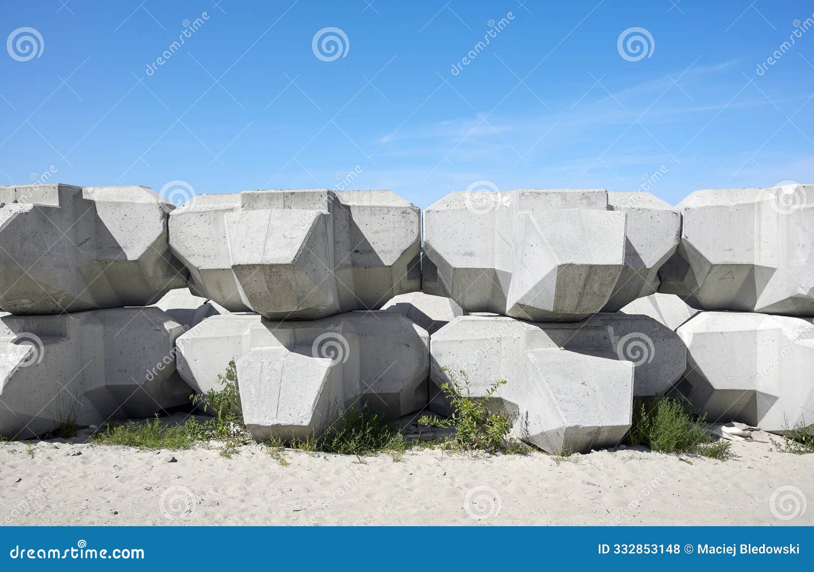 Wave Dissipating Concrete Blocks on a Beach Stock Photo - Image of ...