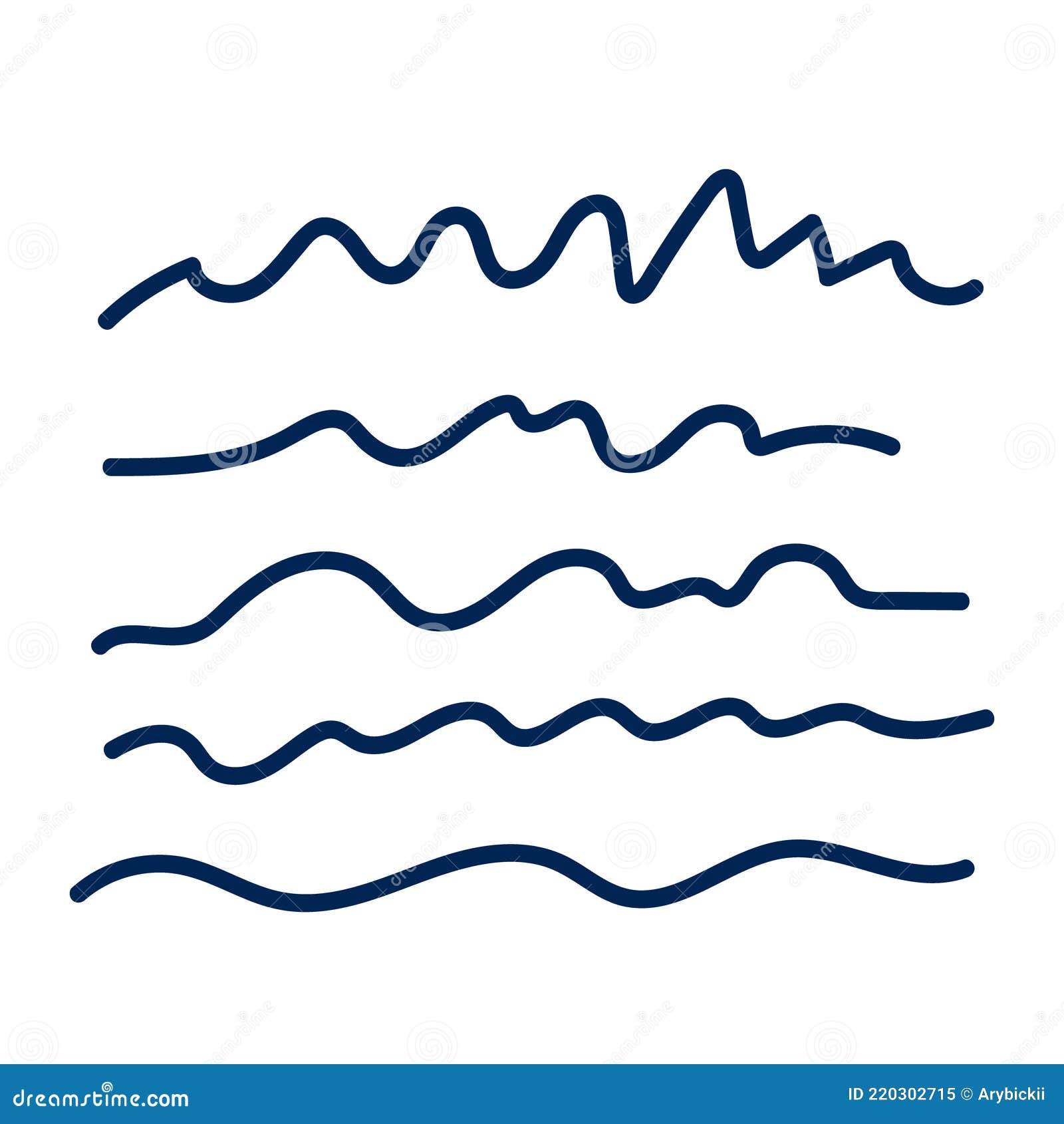 Wave Doodle Logo Icon Sign Hand Drawn Stock Vector - Illustration of ...