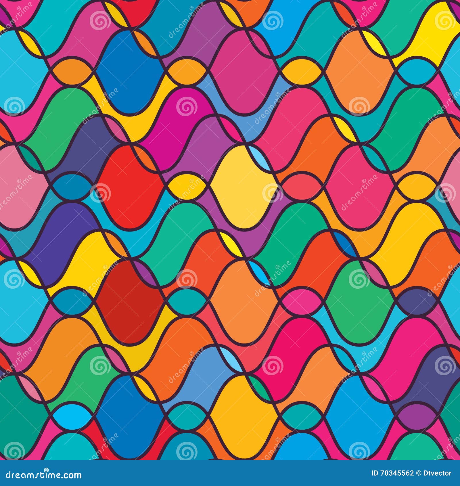 Wave Draw Line Symmetry Seamless Pattern Stock Vector - Illustration of ...