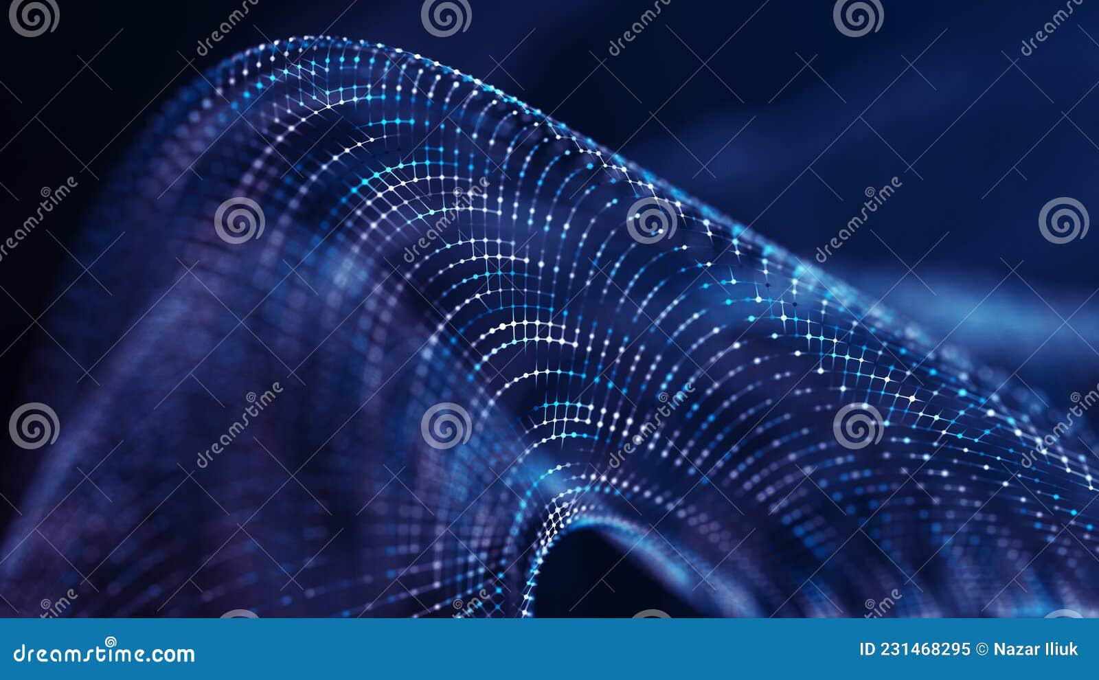 Wave of Dust Particles. Futuristic Point Wave Abstract Wave Dots in ...