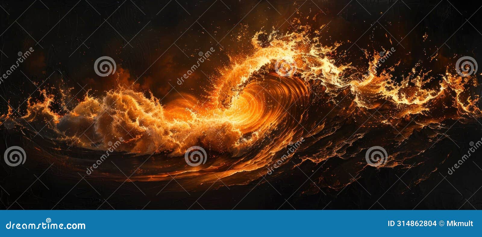 Wave Engulfed by Fire stock photo. Image of burning - 314862804