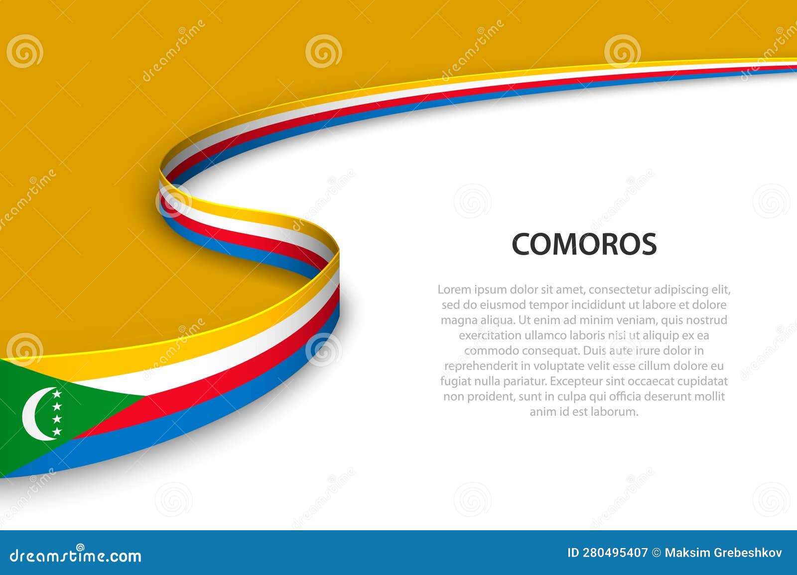 Wave Flag of Comoros with Copyspace Background. Stock Vector ...