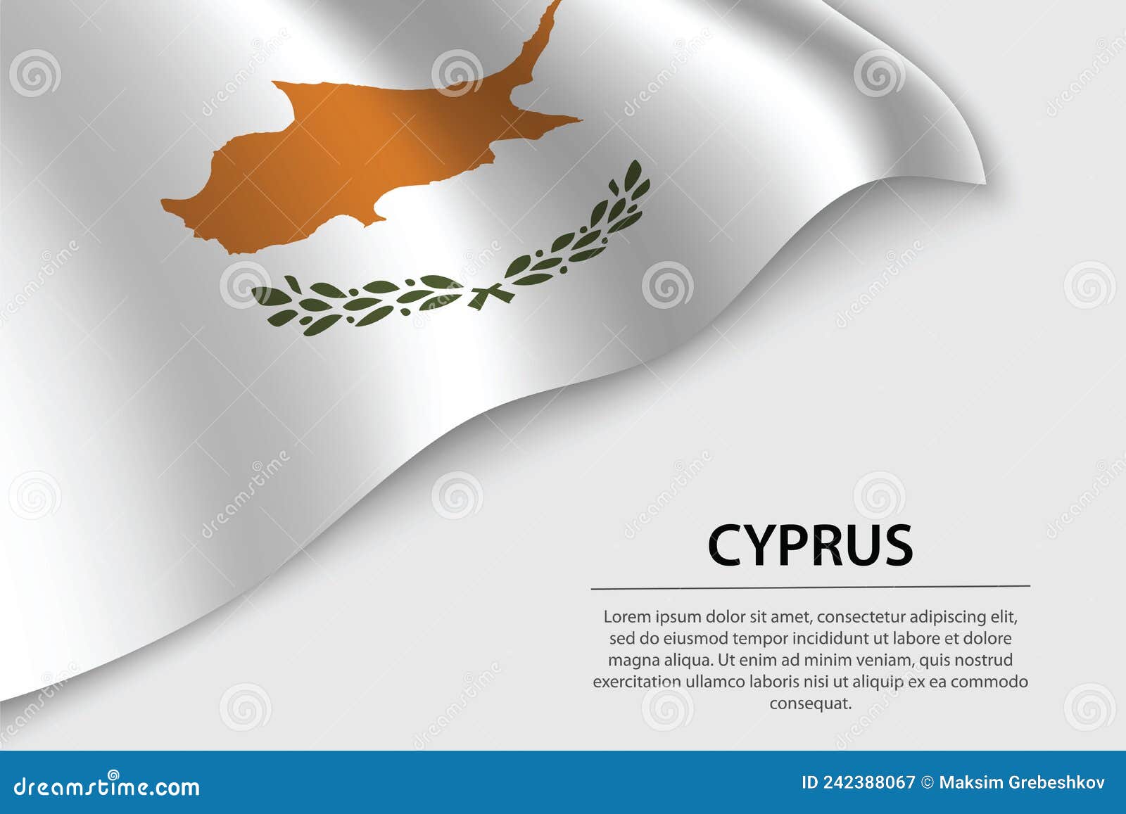 Wave Flag of Cyprus on White Background. Banner or Ribbon Vector Stock ...
