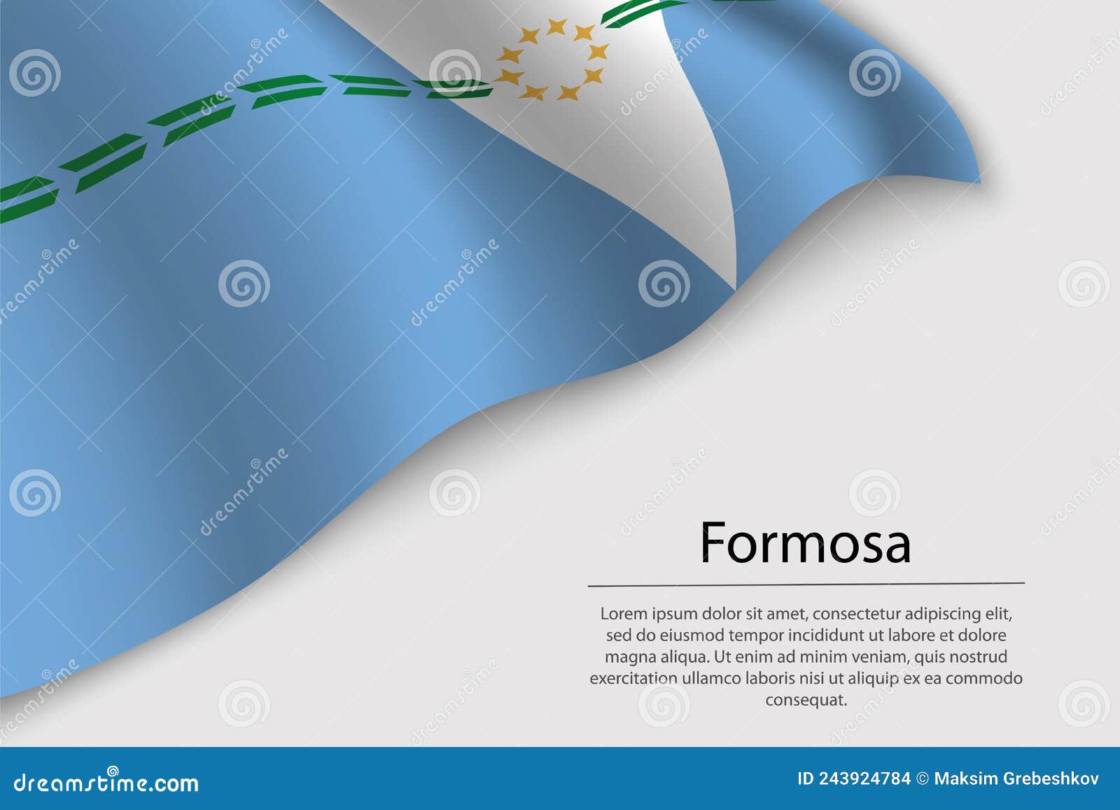 Flag Of Formosa 1895, Asia At Cloudy Sky Background, Panoramic View ...