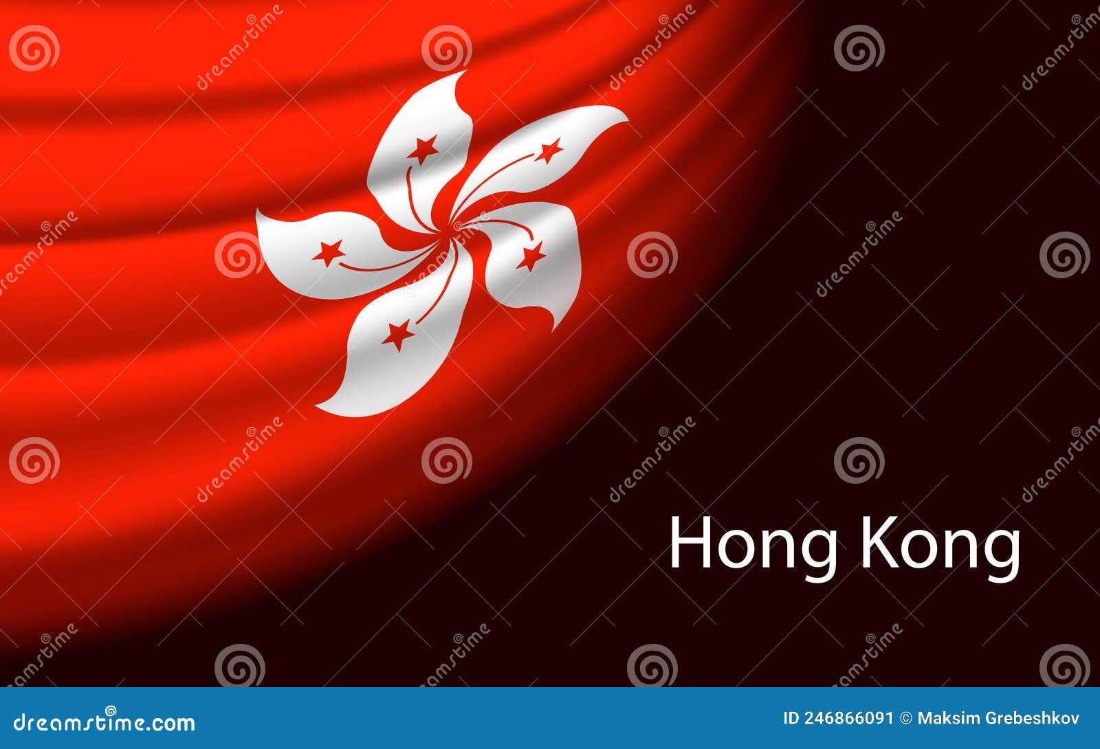 Wave Flag Of Hong Kong On Dark Background Banner Or Ribbon Vector Template Stock Vector