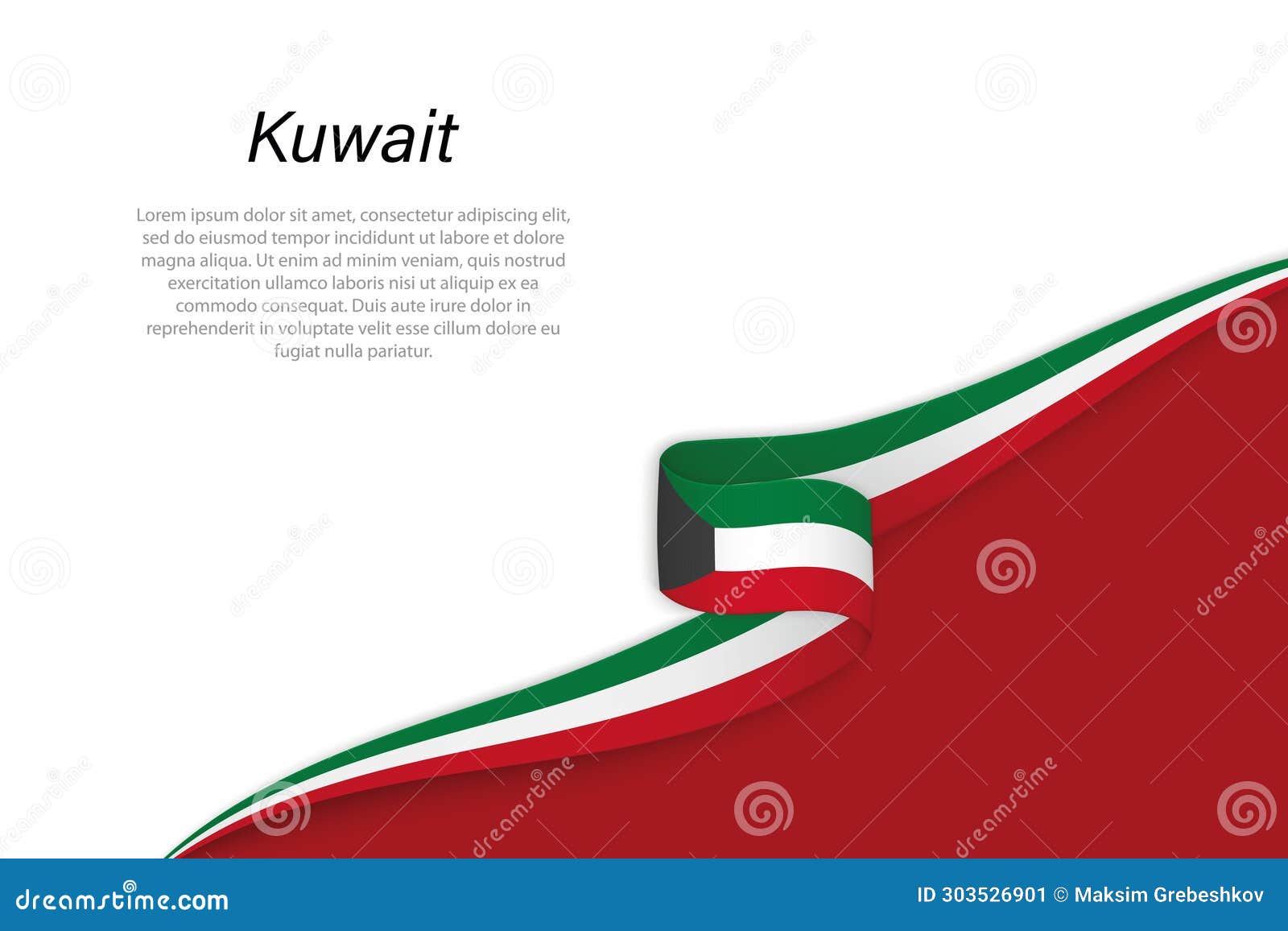 Wave Flag of Kuwait with Copyspace Background Stock Vector ...