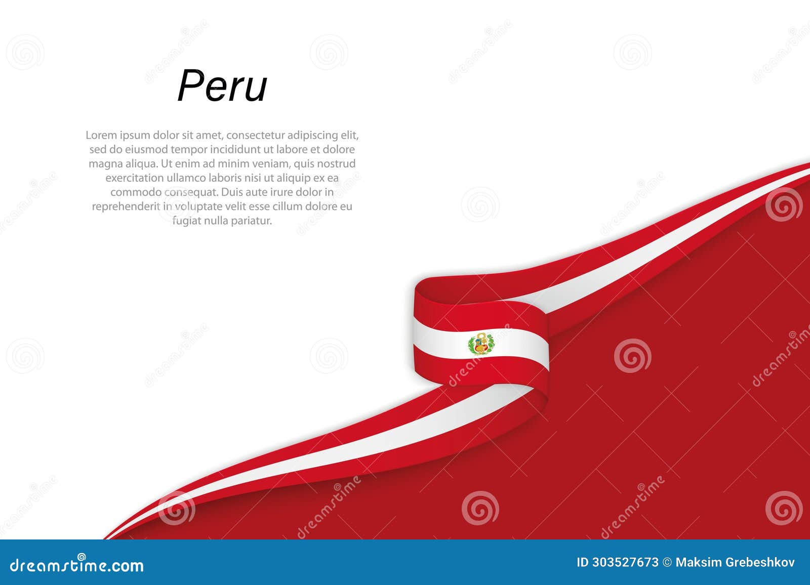 Wave Flag of Peru with Copyspace Background Stock Illustration ...