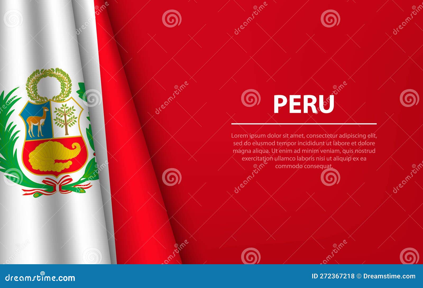 Wave Flag of Peru with Copyspace Background. Stock Vector ...