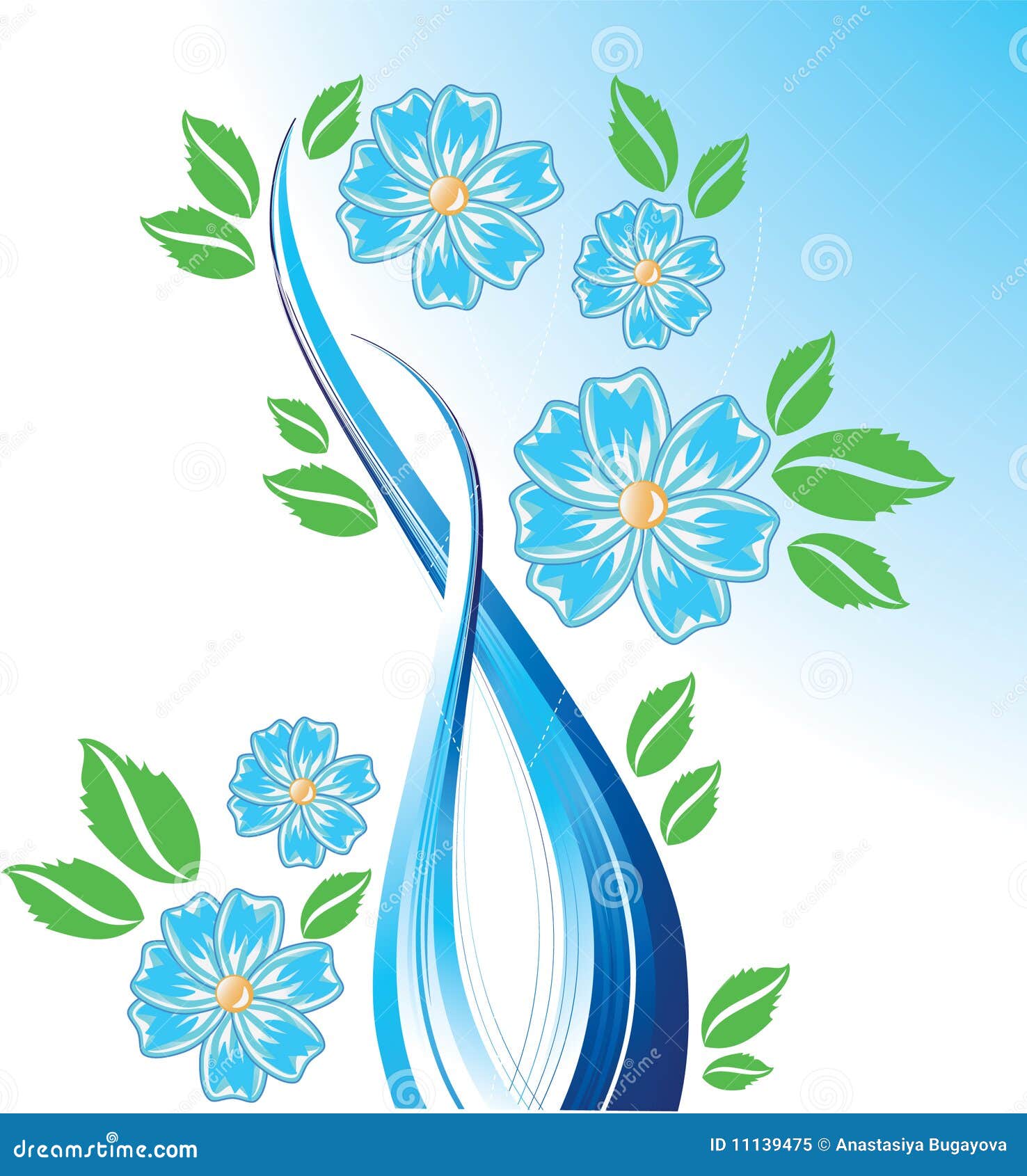 Wave with flowers stock vector. Illustration of decorative - 11139475