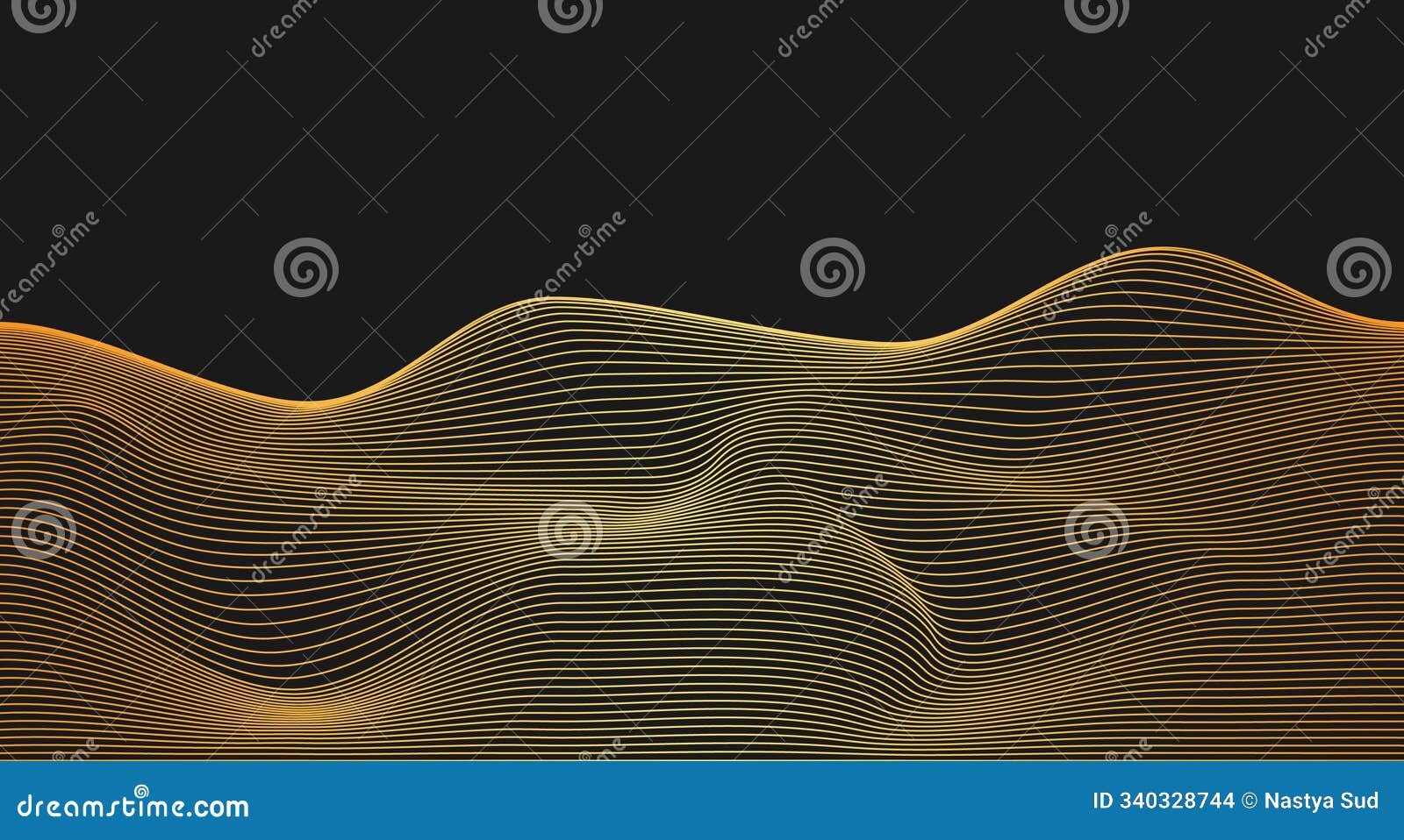 Wave Flowing Liquid Line Abstract Background. Golden Outline Texture ...