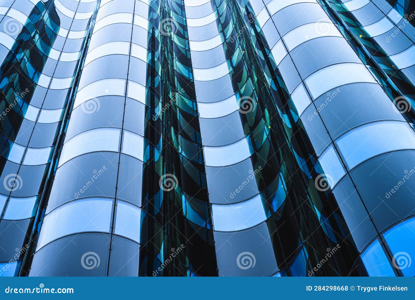 Wave Formed Glass Facade of an Office Building.. Stock Photo - Image of ...