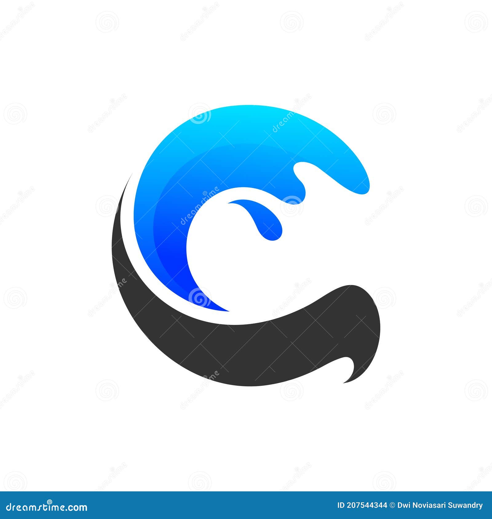 Wave forming letter c logo stock vector. Illustration of label - 207544344