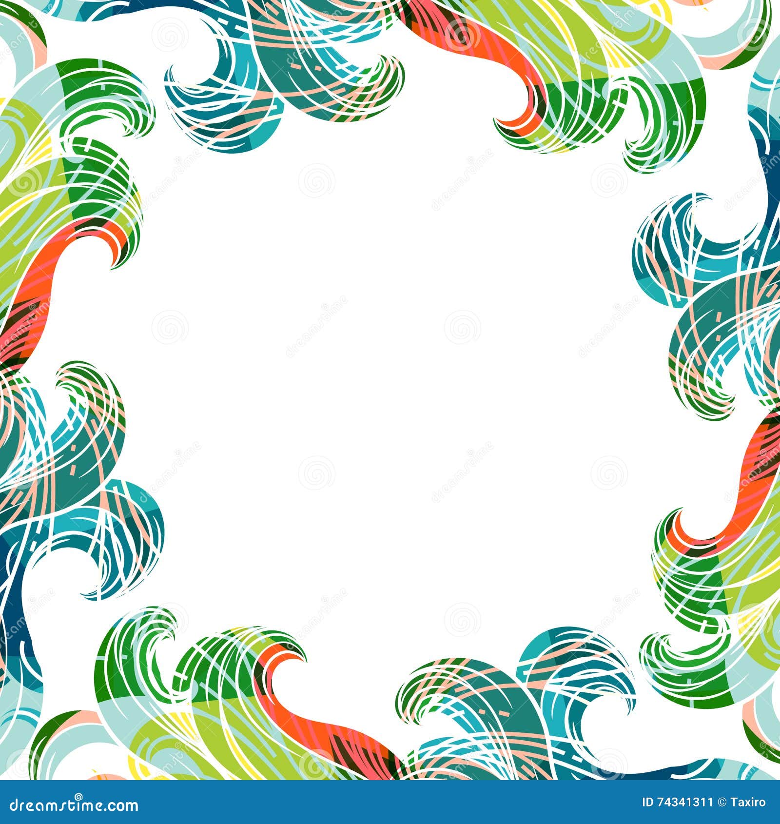 Wave Frame/Border stock vector. Illustration of doodle - 74341311