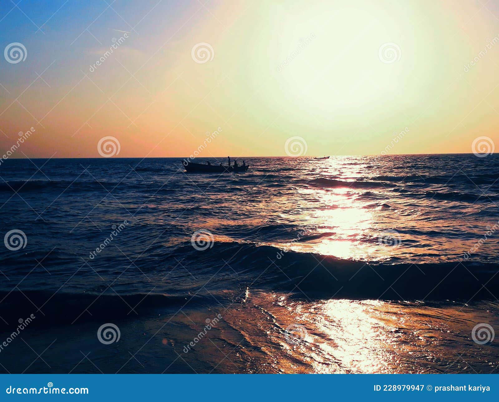 Wave of Fun, Boat in Ocean Stock Photo Stock Image - Image of beach ...