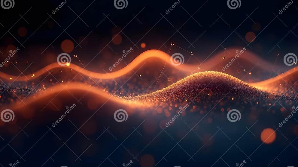 Wave Function Series: Orange Sine Waves and Light Fractals Stock ...